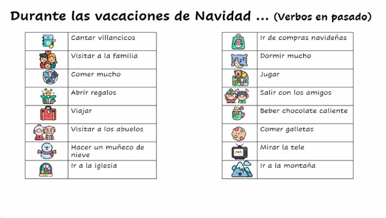Juego-verbos-pasado-Navidad-TF | PDF
