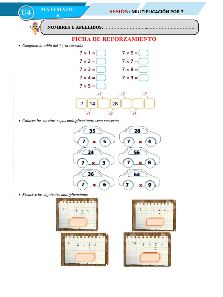 Actividades de Multiplicación por 7 | PDF