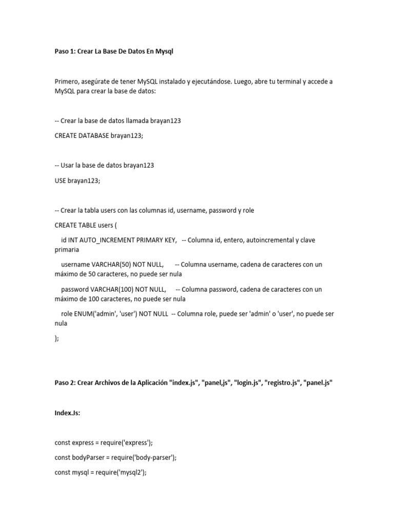Brayan | PDF | Contraseña | Mi sql
