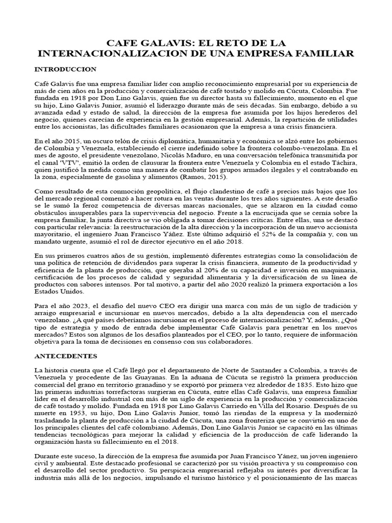 Café Galavis: Desafíos de Internacionalización | PDF | café | Marca