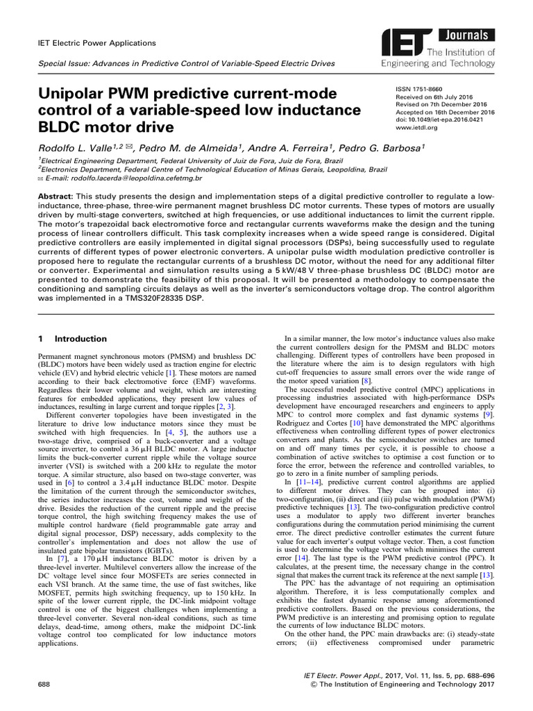 IET Electric Power Appl - 2017 - Valle - Unipolar PWM Predictive Current Mode Control of A ...