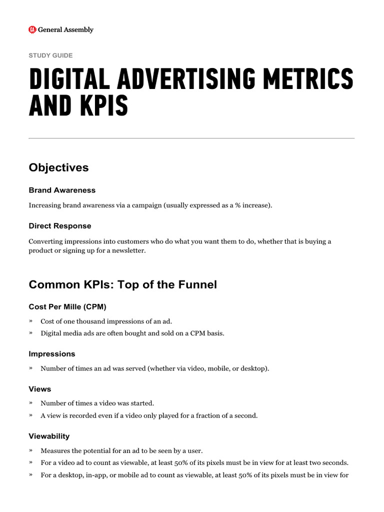 Digital Advertising Metrics and Kpis Edm | PDF | Marketing ...