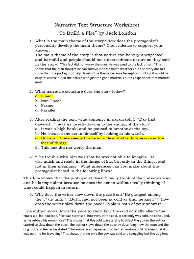 Narrative Text Structure Worksheet | PDF