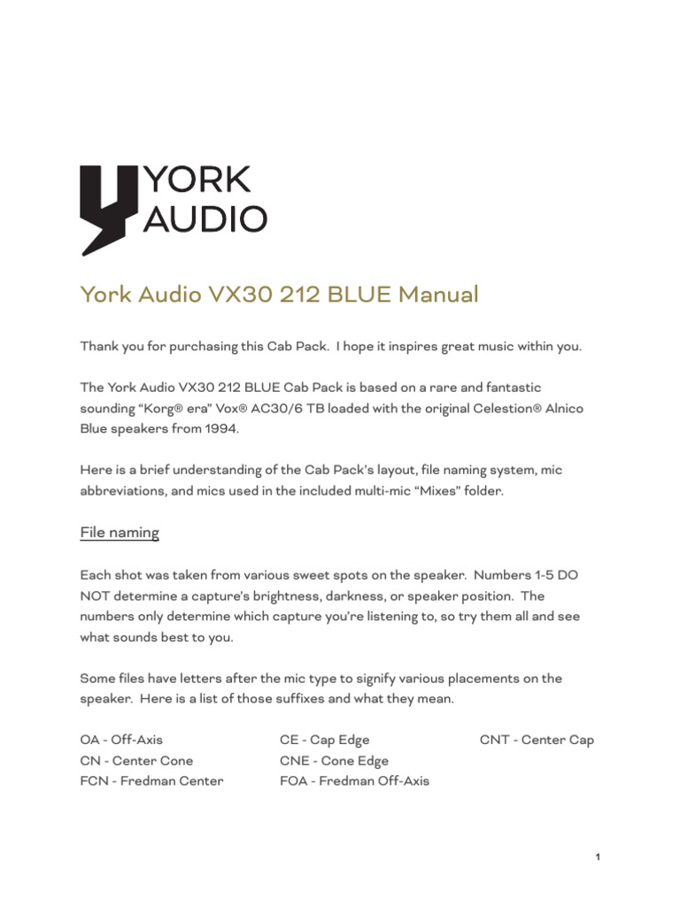 York Audio VX30 212 BLUE Manual | PDF | Microphone | Loudspeaker