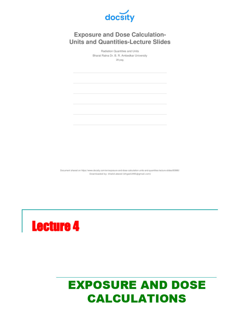 Docsity Exposure and Dose Calculation Units and Quantities Lecture ...