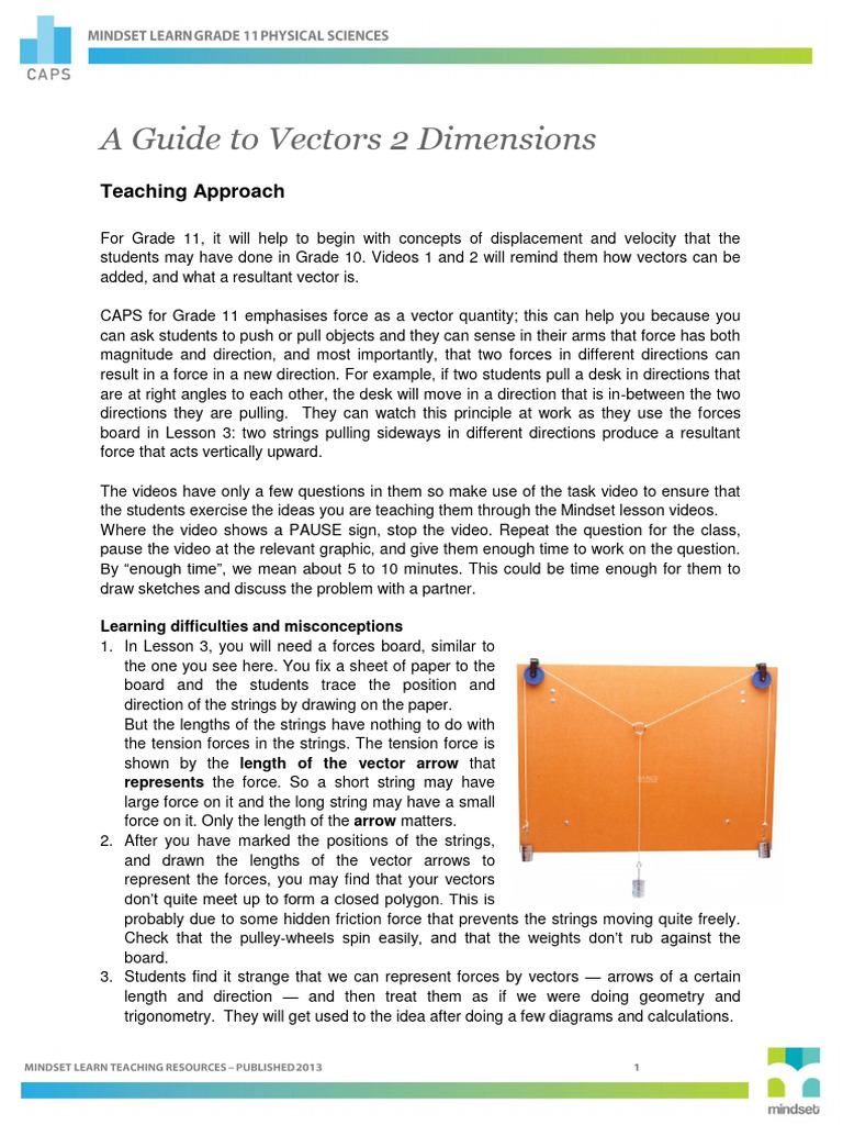 Grade 11 Vector Lessons | PDF | Force | Euclidean Vector