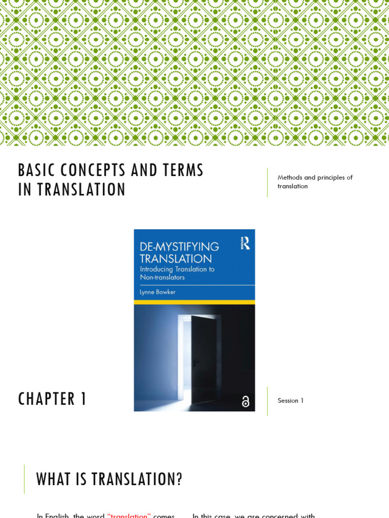 Methods and Principles of Translation-Chapter 1 | PDF | Translations | Multilingualism