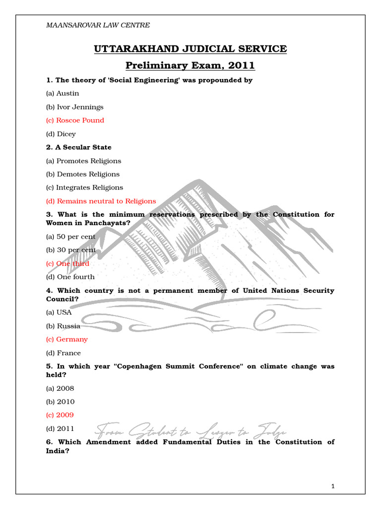 Uttarakhand Judicial Service 2011 | PDF | Bail | Common Law