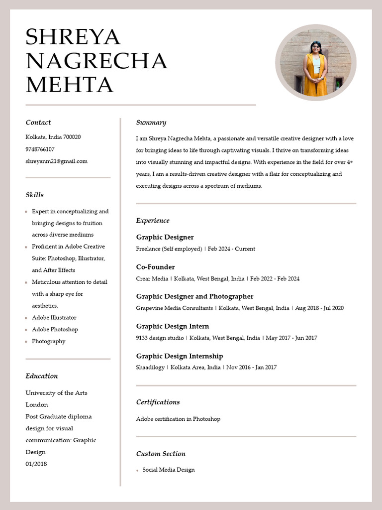 Graphic Designer Profile: Shreya Mehta | PDF | Graphic Design