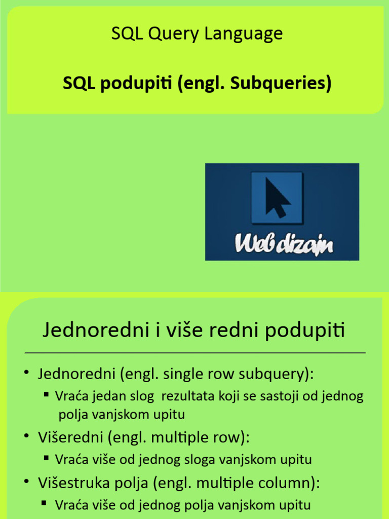 SQL - Podupiti | PDF