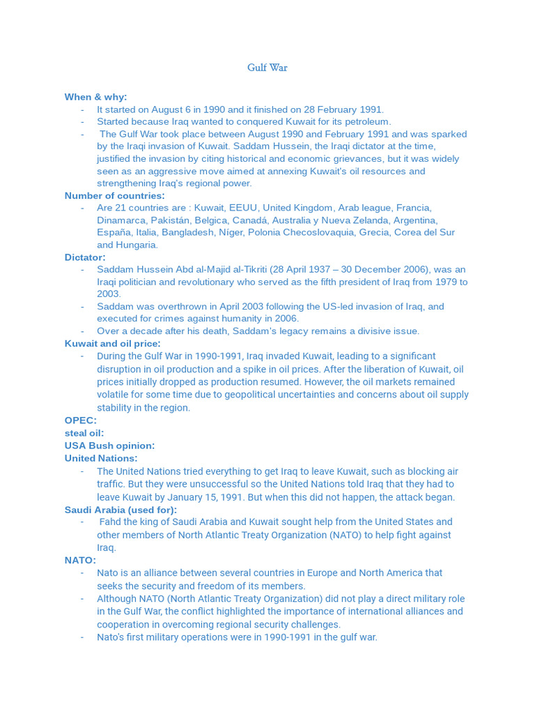 Overview of the Gulf War 1990-1991 | PDF | Gulf War | Iraq