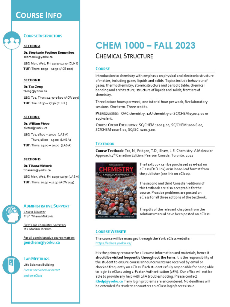 CHEM 1000 - F23 - Course Outline - 2023 - 08 - 06 - Expanded | PDF ...