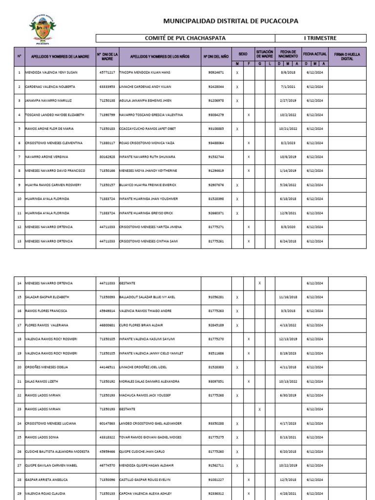 Padron General de PVL - 2024 | PDF