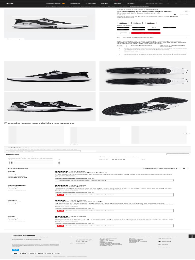 Zapatillas de Baloncesto Pre-School UA Lockdown 6 Under Armour | PDF