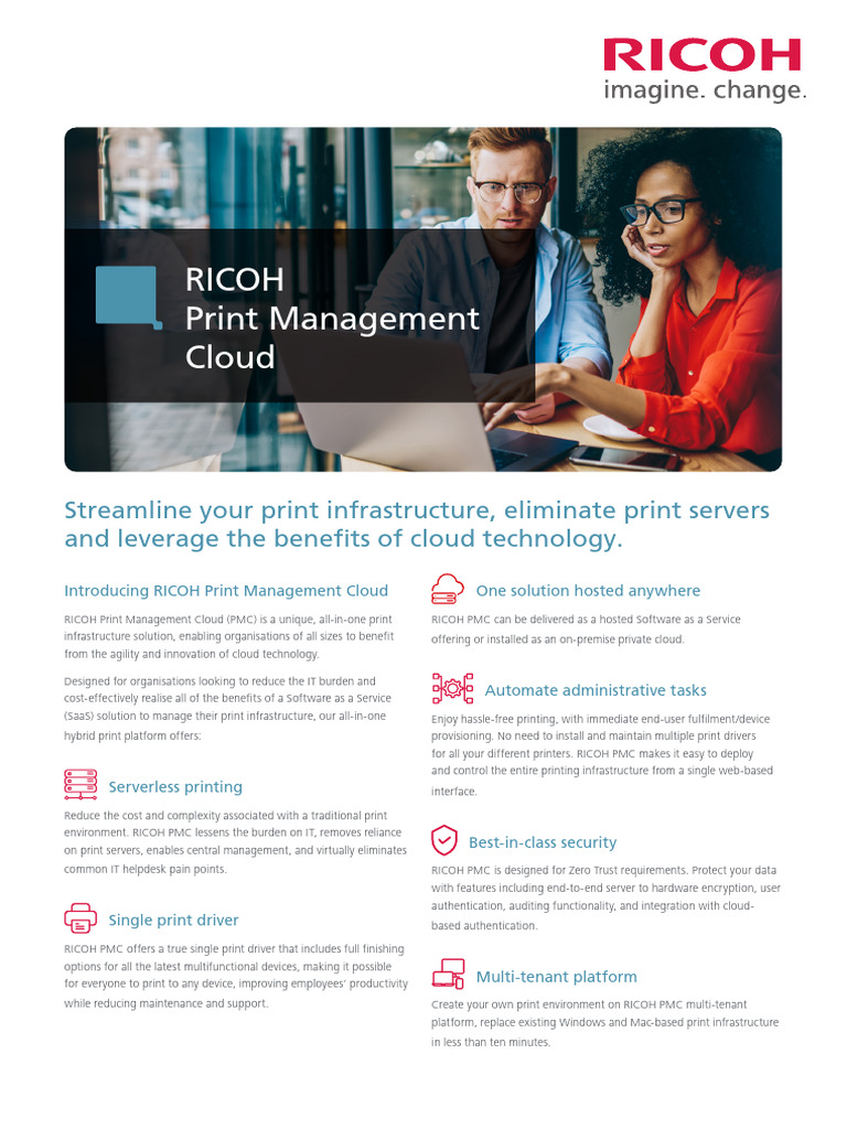 RICOH - Print Management - Cloud - Brochure | PDF | Cloud Computing | Software As A Service