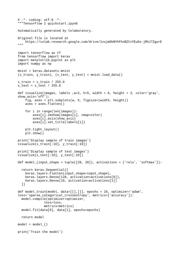 Tensorflow 2 Quickstart | PDF | Machine Learning | Applied Mathematics