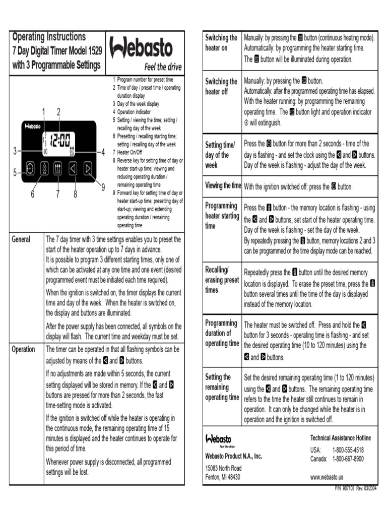 Thermo Top C Timer Operating Inst | PDF | Timer