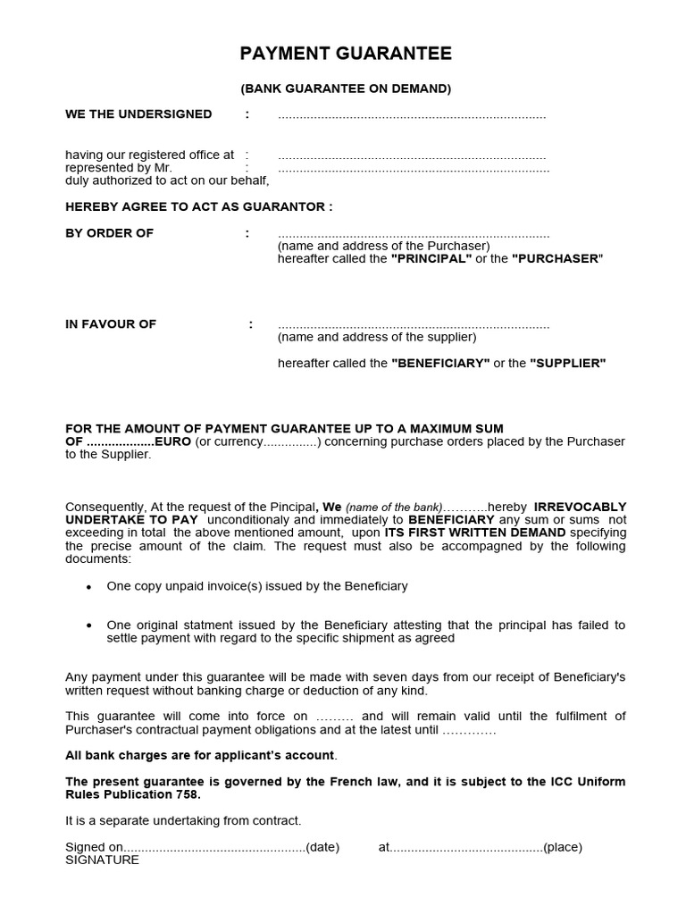 bank_guarantee_on_demand | PDF | Guarantee | Payments
