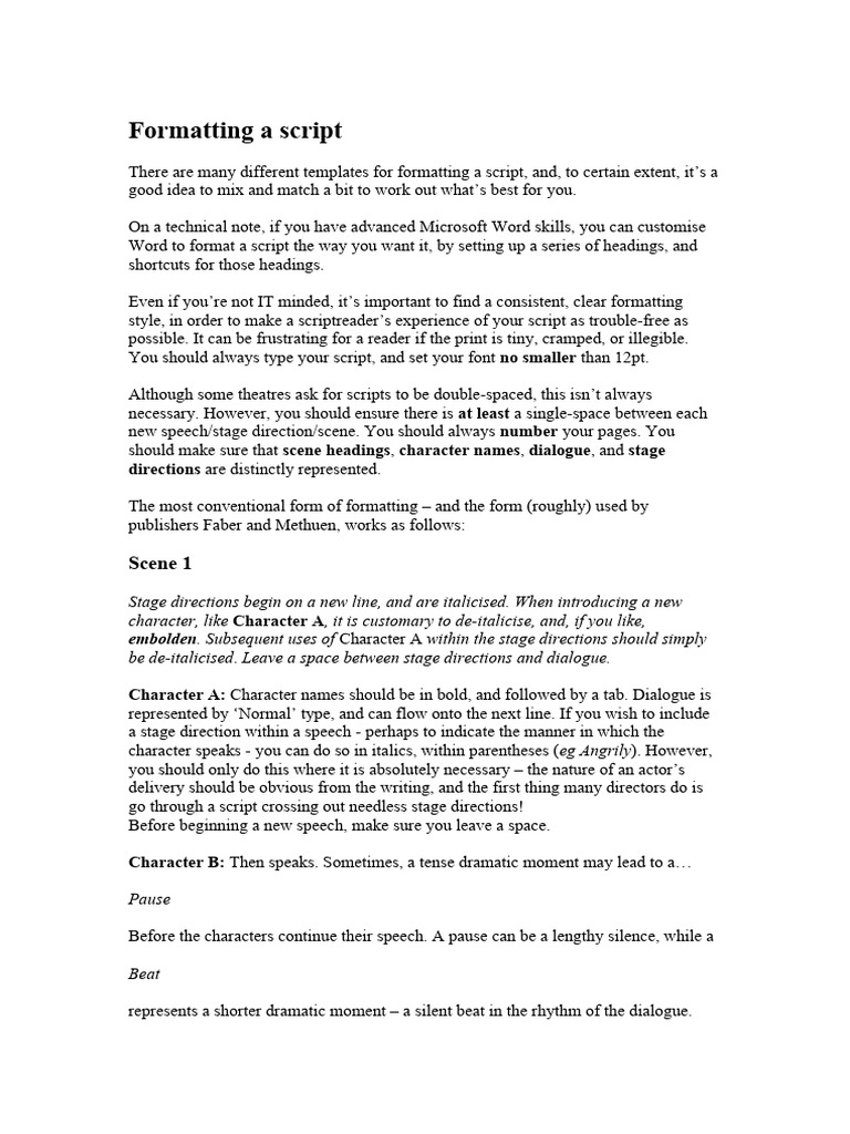 formatting a script | Download Free PDF | Text | Writing