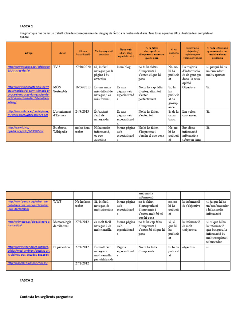 Quadre Analisi Pag Web | PDF