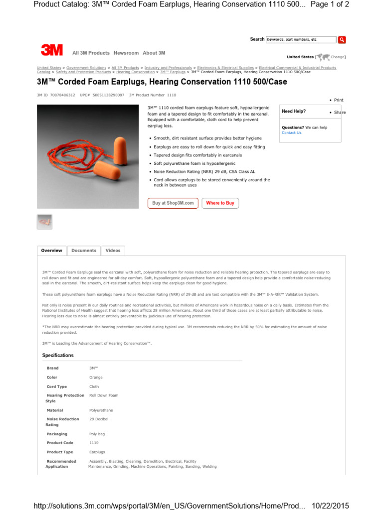 3M-1110-datasheet | PDF | Safety | Secondary Sector Of The Economy