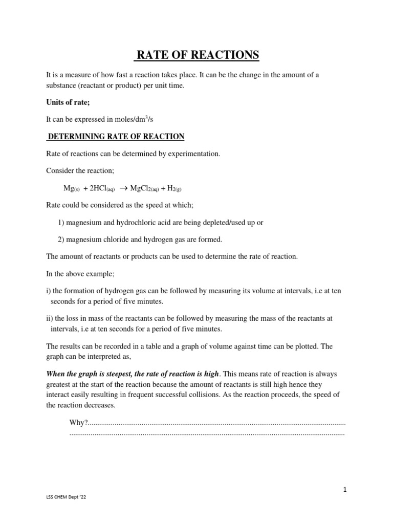 Rates of Reactions 2022 | PDF | Catalysis | Reaction Rate
