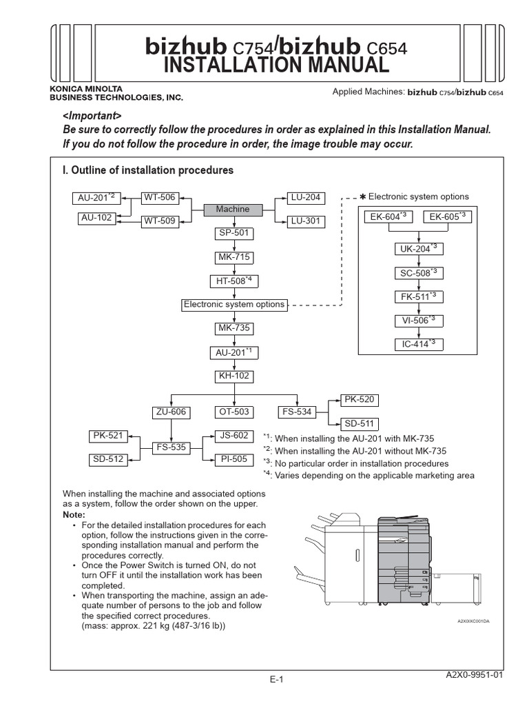 Bizhub C654 e C754 Instalação | PDF | Touchscreen | Paper