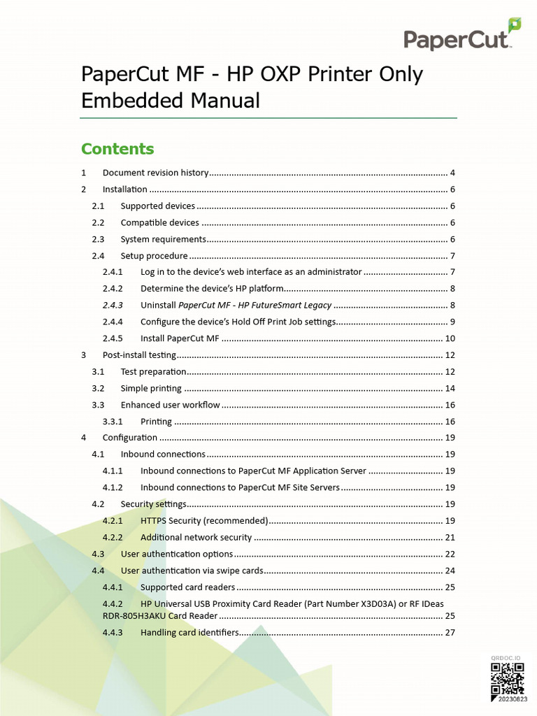 PaperCut MF - HP OXP Printer Only Embedded Manual-2023!08!23 | PDF ...