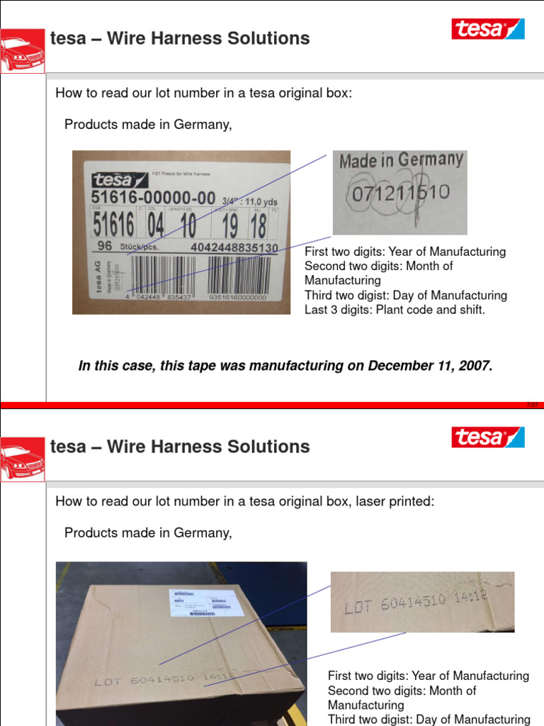 Understanding tesa Lot Numbers | PDF