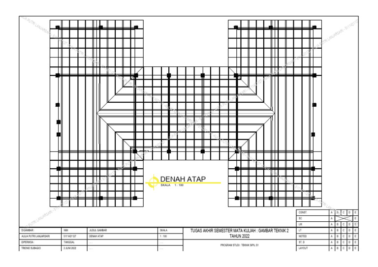 Denah Atap Teknik Sipil 1:100 | PDF