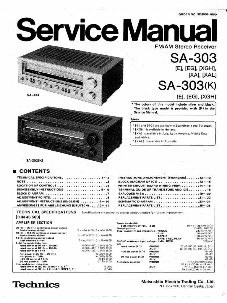 Technics SA 303 Service Manual | PDF