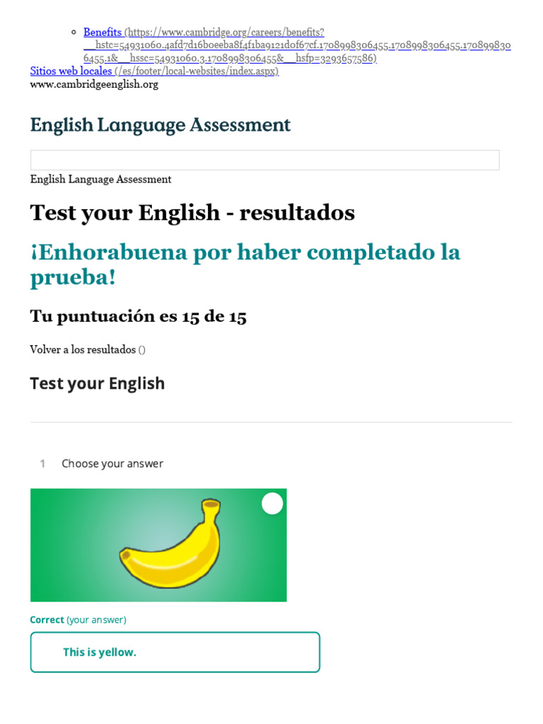 Test Your English - Resultados | PDF