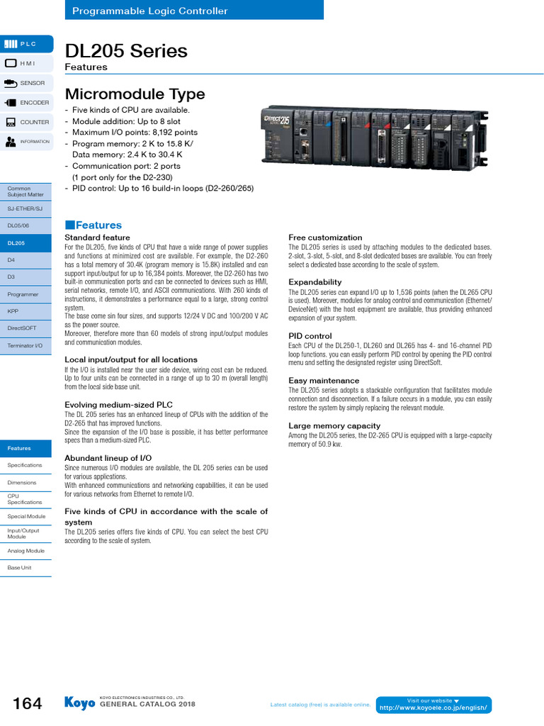 DL205 2018 | PDF | Programmable Logic Controller | Input/Output
