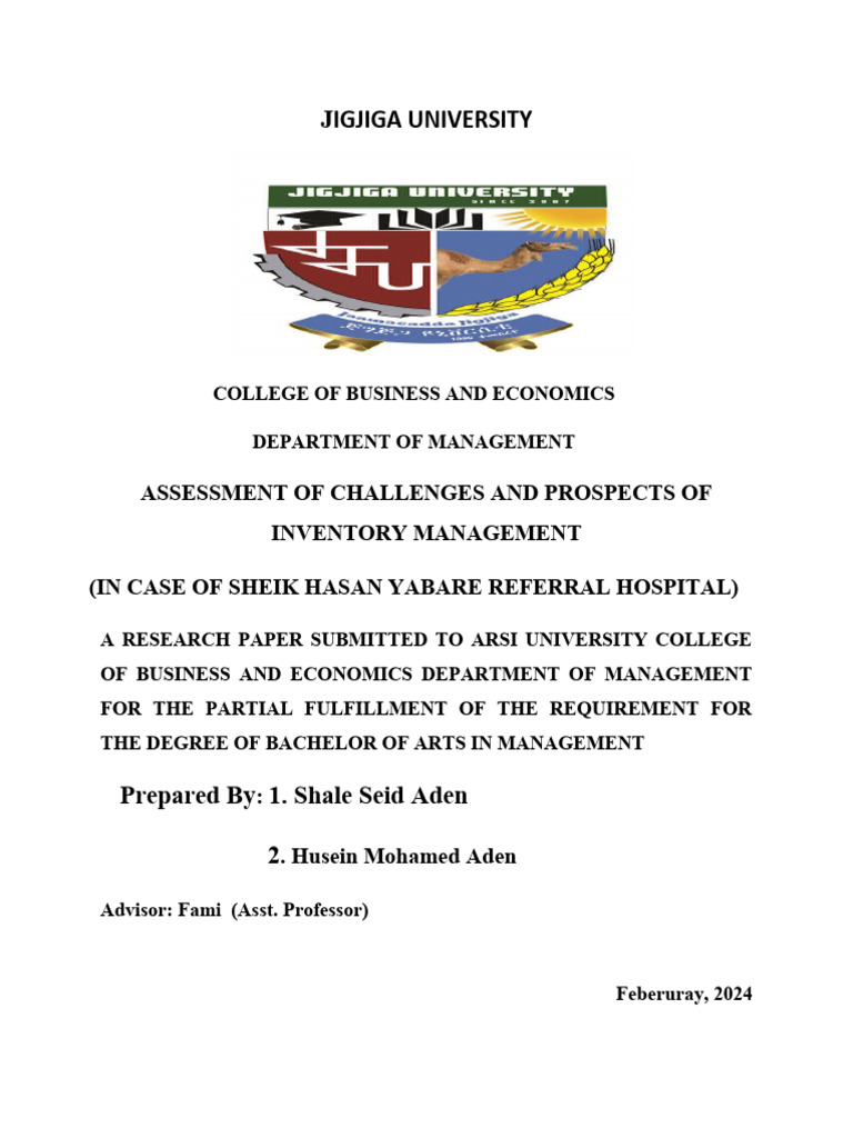 Shale Seid Aden Research | PDF | Inventory | Sampling (Statistics)