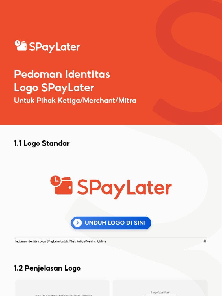 Pedoman Identitas Logo SPayLater Untuk Pihak Ketiga Atau Merchant Atau Mitra | PDF