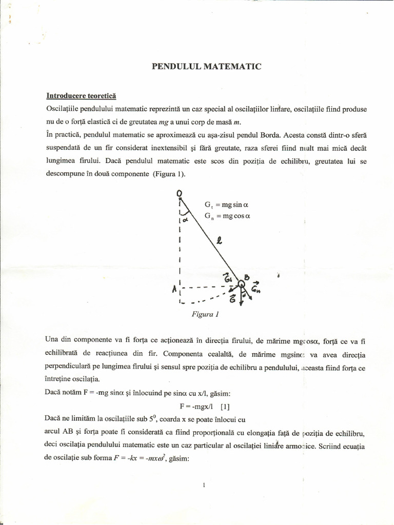 Pendulul Matematic | PDF