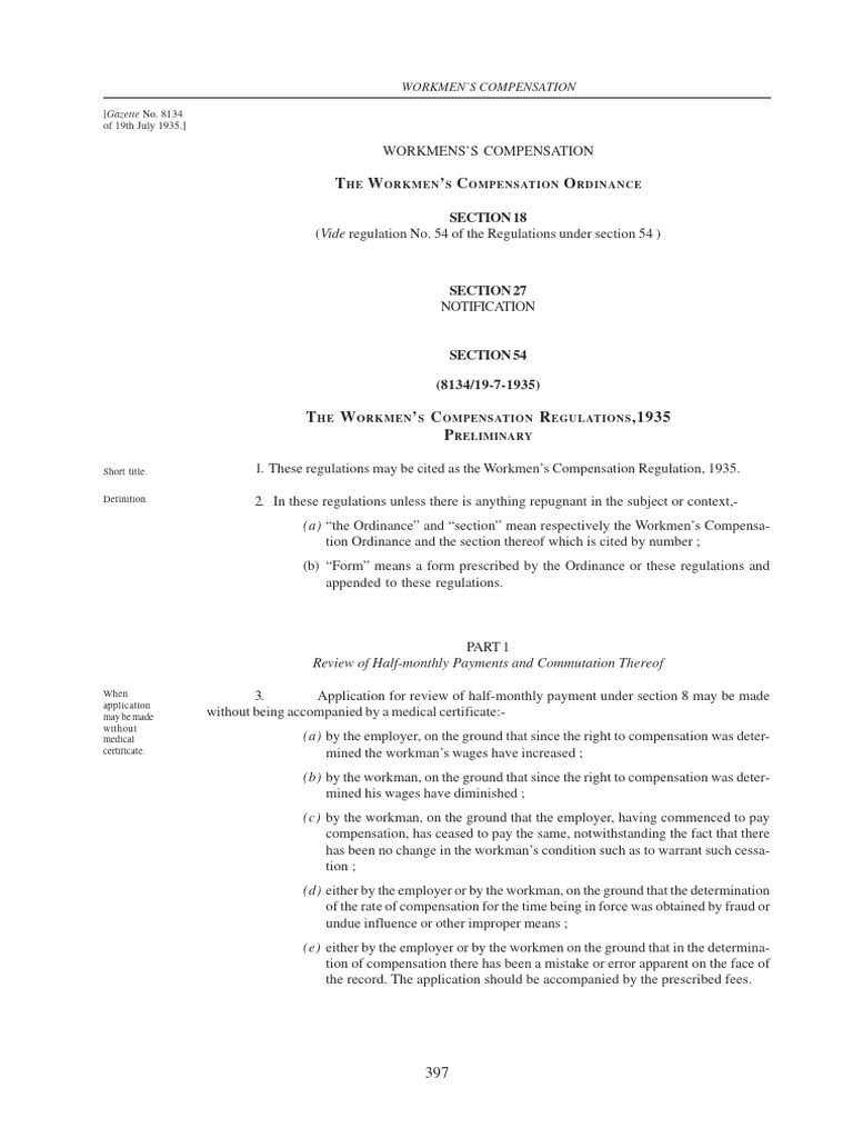 Workmen's Compensation Regulations SL | PDF | Indemnity | Judgment (Law)