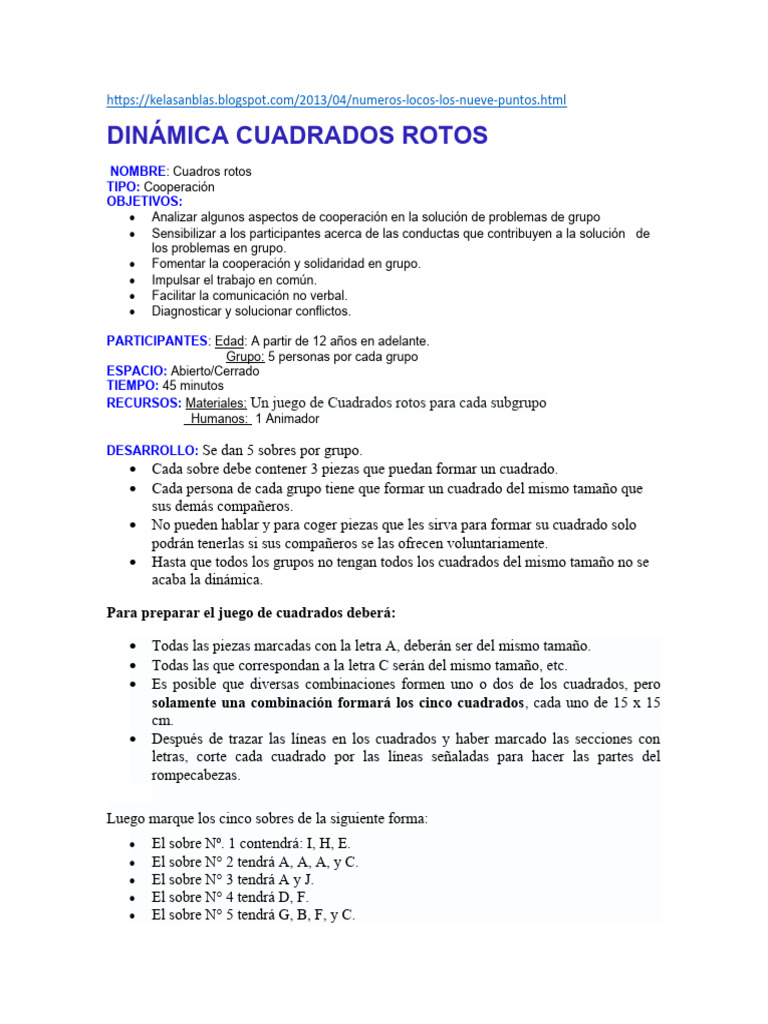 Dinámina Grupal de Cuadrados Rotos | PDF