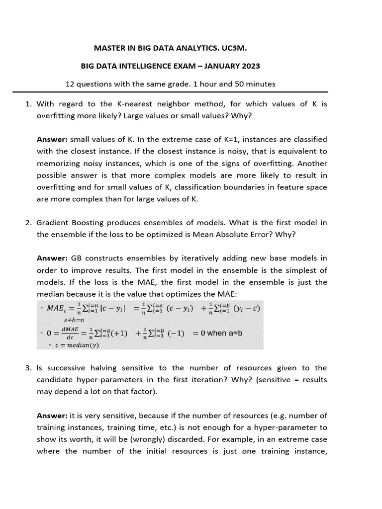 Big Data Analytics Exam Questions 2023 | PDF | Categorical Variable ...