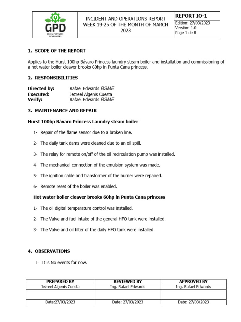 INCIDENT AND OPERATIONS REPORT WEEK 19-25 OF THE MONTH OF MARCH 2023 ...