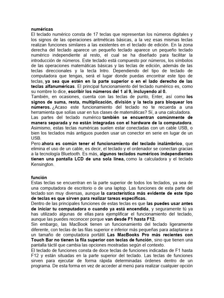 PARTES DEL TECLADO DE COMPU | PDF | Teclado | Hoja de balance