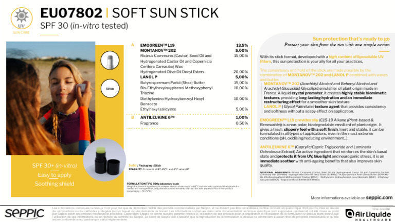 Eu07802 Soft Sun Stick | Download Free PDF | Sunscreen | Wax