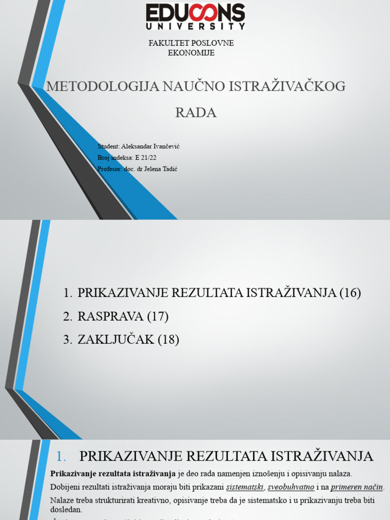 Prikazivanje Rezultata Istraživanja | PDF