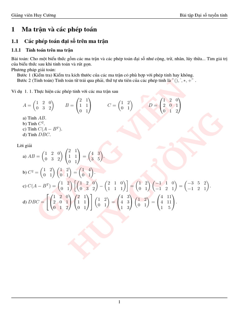 BaiTap MaTran KHTN-1 | PDF