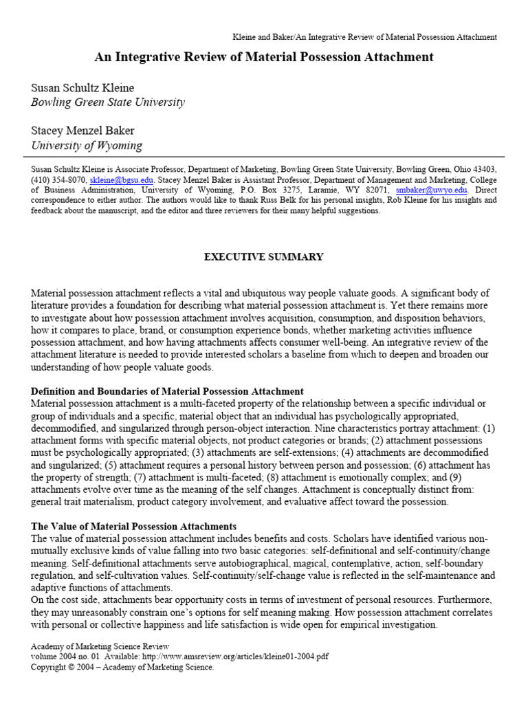 Material Possession Attachment | PDF | Attachment Theory | Brand