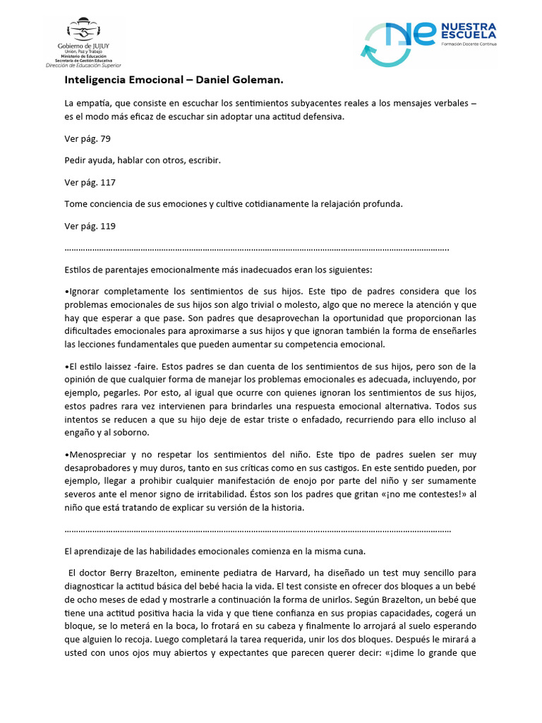 Inteligencia Emocional Daniel Goleman Bibliografia Descargar Gratis