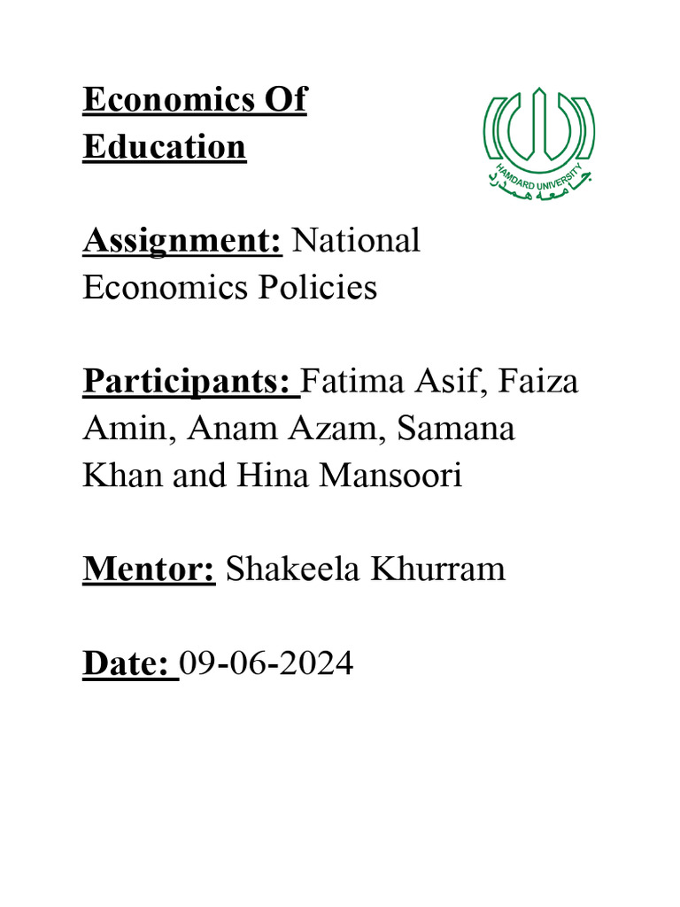 Economics of Education | PDF | Economic Policy | Fiscal Policy