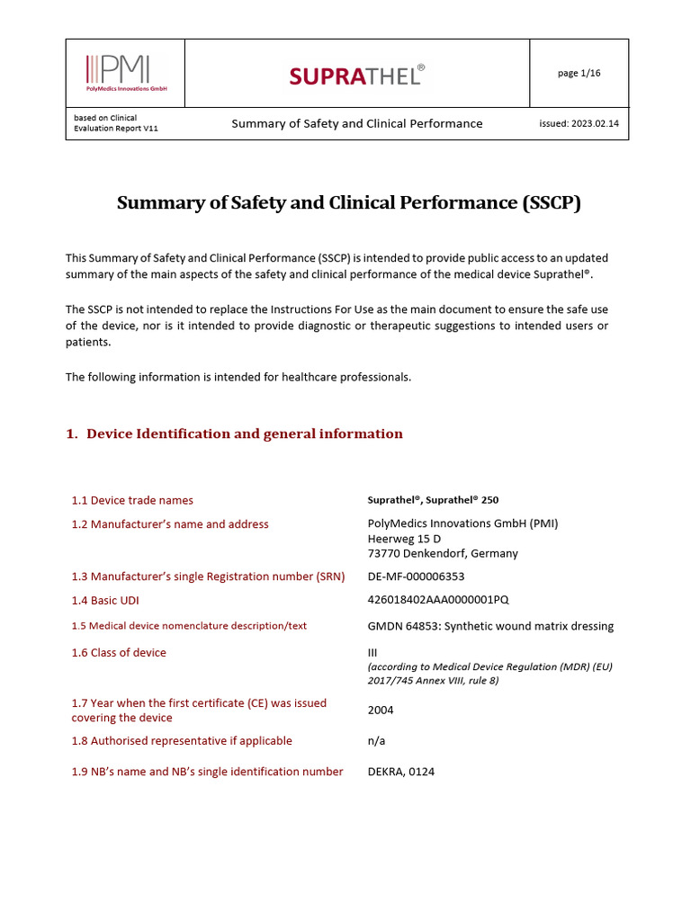 SSCP-Suprathel-V11-EN | PDF | Wound | Medical Device