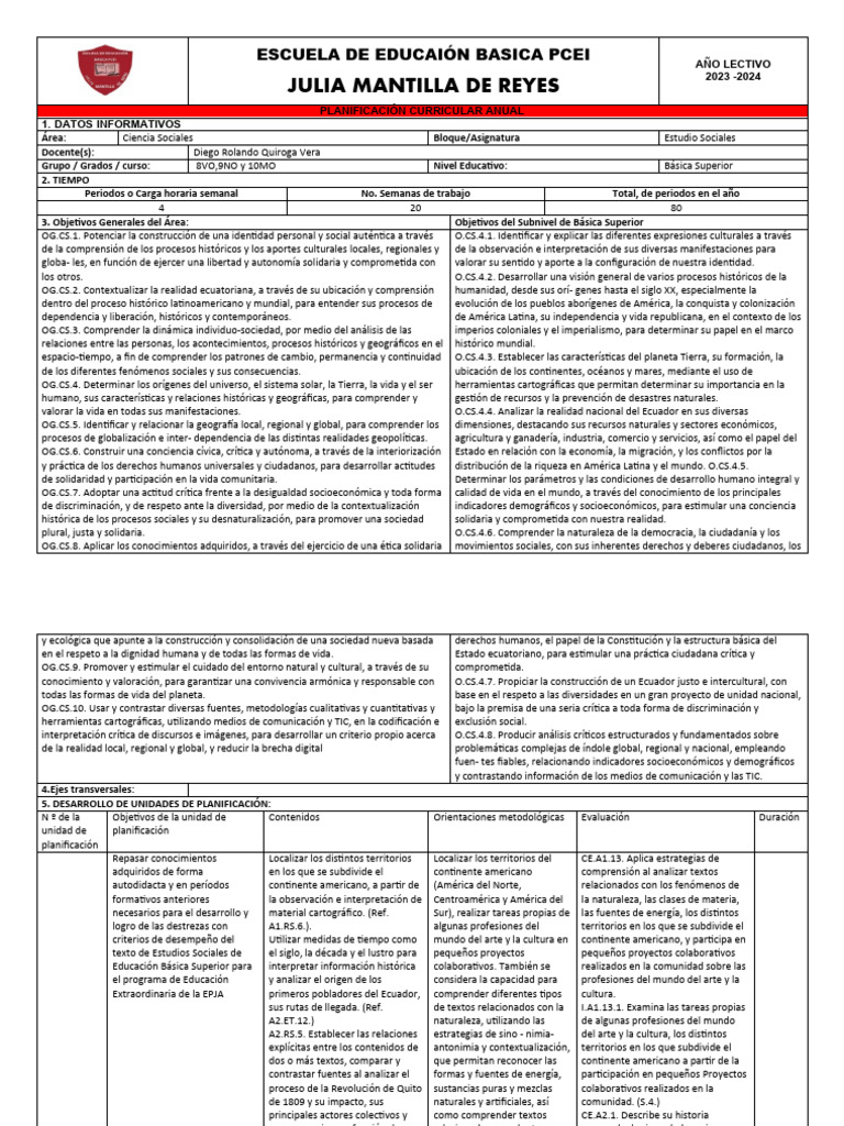 Pca Eess Basica Superior 2023-2024 | PDF | America latina | Ideologías