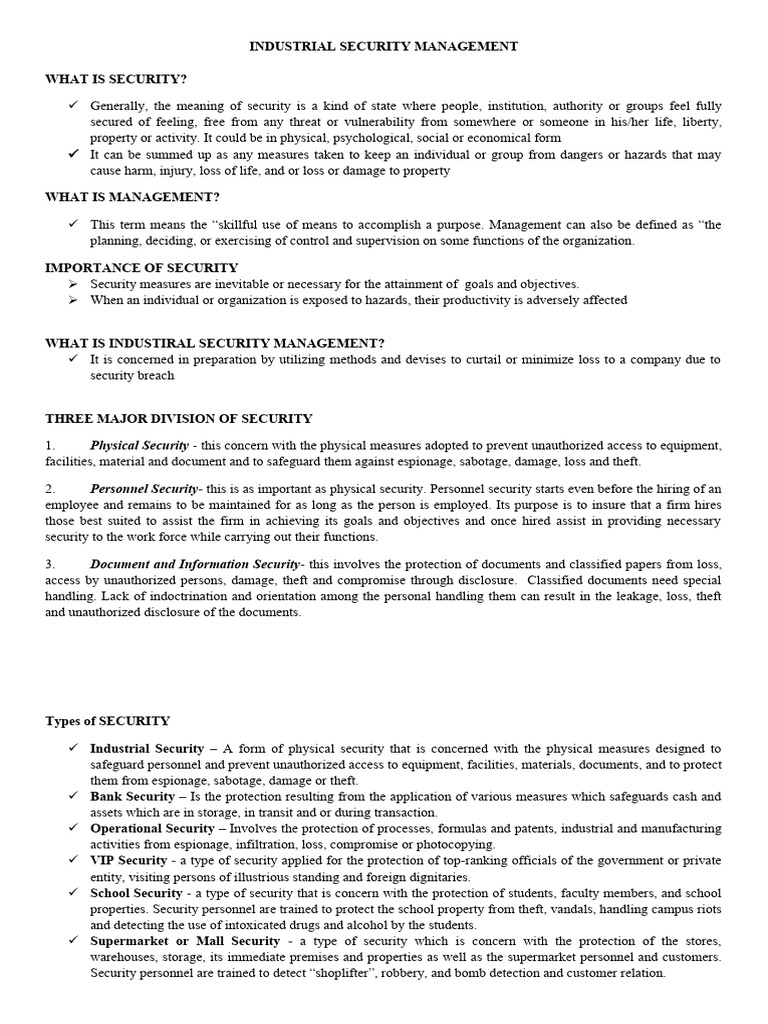 Manuscript-Industrial-Security | Download Free PDF | Classified Information | Security Alarm